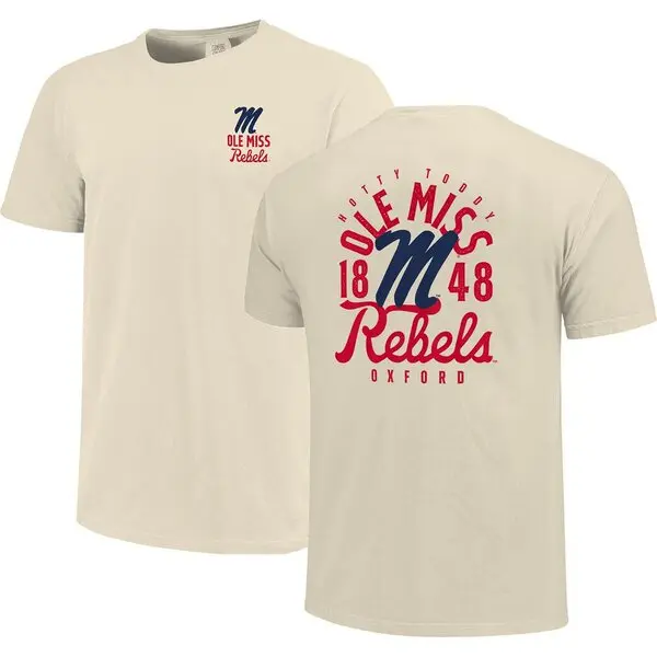 IMAGE ONE Ole Miss Rebels Comfort Colors Mascot Overlay T-shirt - Cream