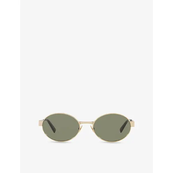 Saint Laurent Sl692 Oval-frame Sunglasses - Gold