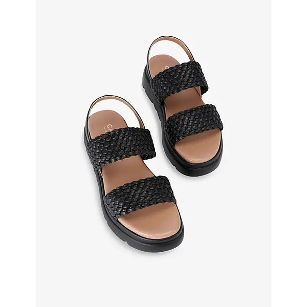 Carvela Krypton Metallic Woven-strap Leather Sandals - Black
