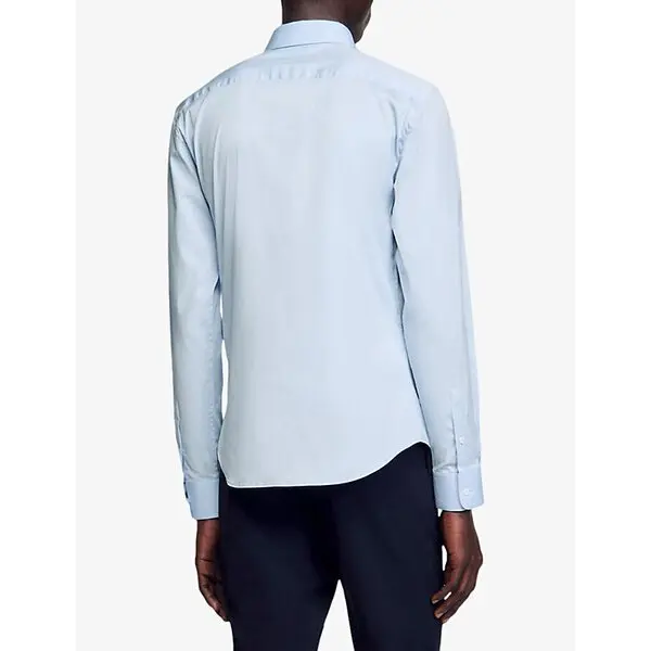 Sandro Classic Long-sleeve Cotton-blend Shirt - Blue Sky