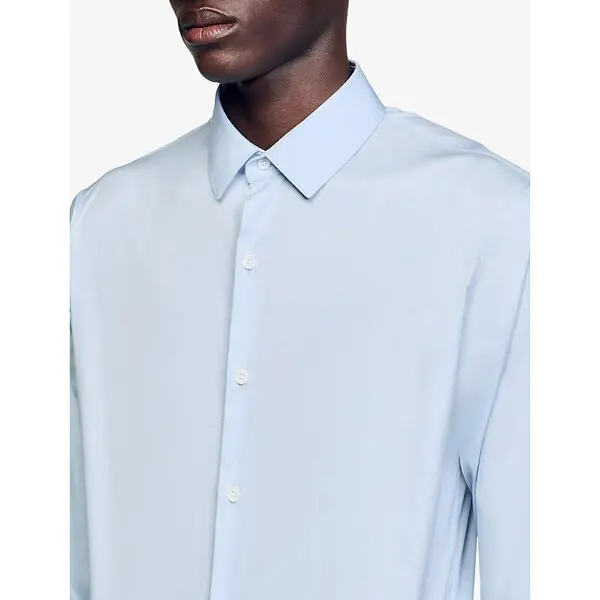 Sandro Classic Long-sleeve Cotton-blend Shirt - Blue Sky