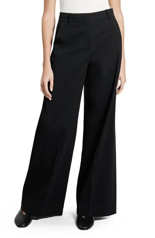 Theory Linen Blend Wide Leg Pants - Black