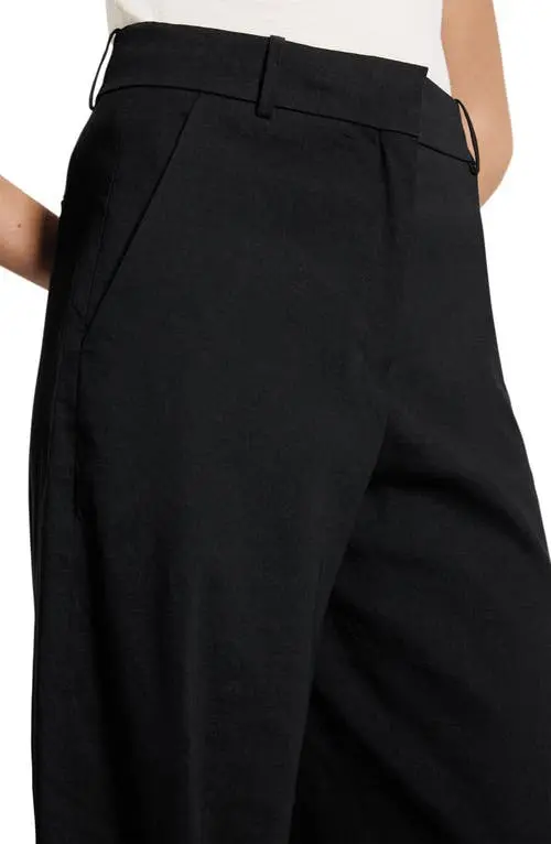 Theory Linen Blend Wide Leg Pants - Black