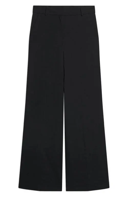 Theory Linen Blend Wide Leg Pants - Black