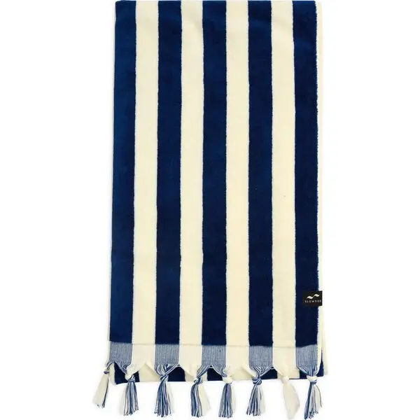 SLOWTIDE Cabana Striped Turkish Cotton Towel - Deep Pool