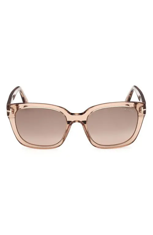 TOM FORD 53mm Square Sunglasses - Light Brown/gradient Brown