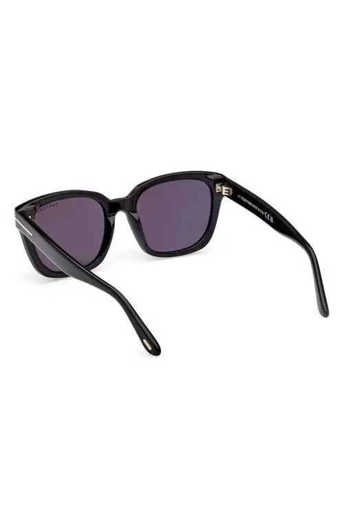 TOM FORD 53mm Square Sunglasses - Shiny Black Eco / Smoke Lenses