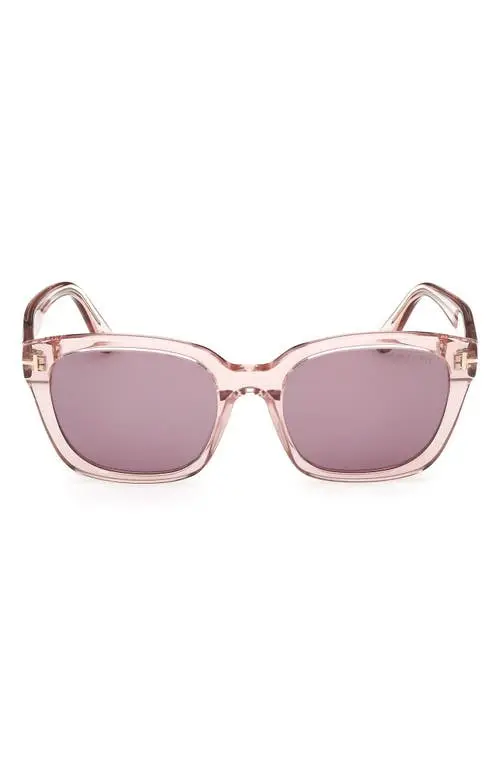 TOM FORD 53mm Square Sunglasses - Shiny Transparent Powder Rose