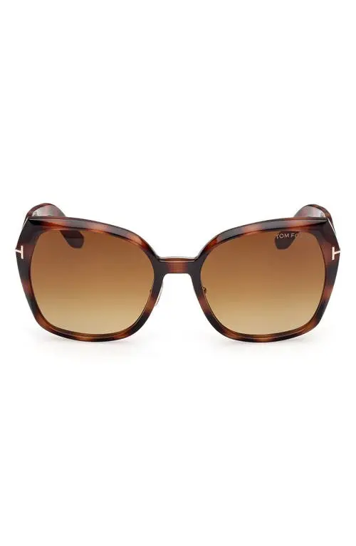 TOM FORD 58mm Gradient Butterfly Sunglasses - Shiny Havana / Brown Lenses