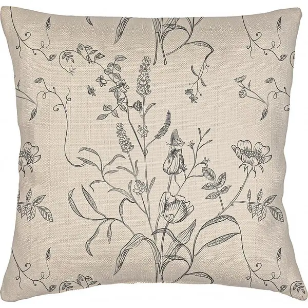 Anaya English Garden Natural Linen Euro Pillow With Down Insert - Beige