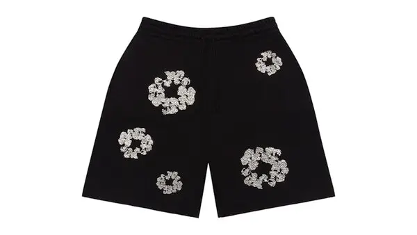 DENIM TEARS Cashmere Swarovski Cotton Wreath Shorts - Black