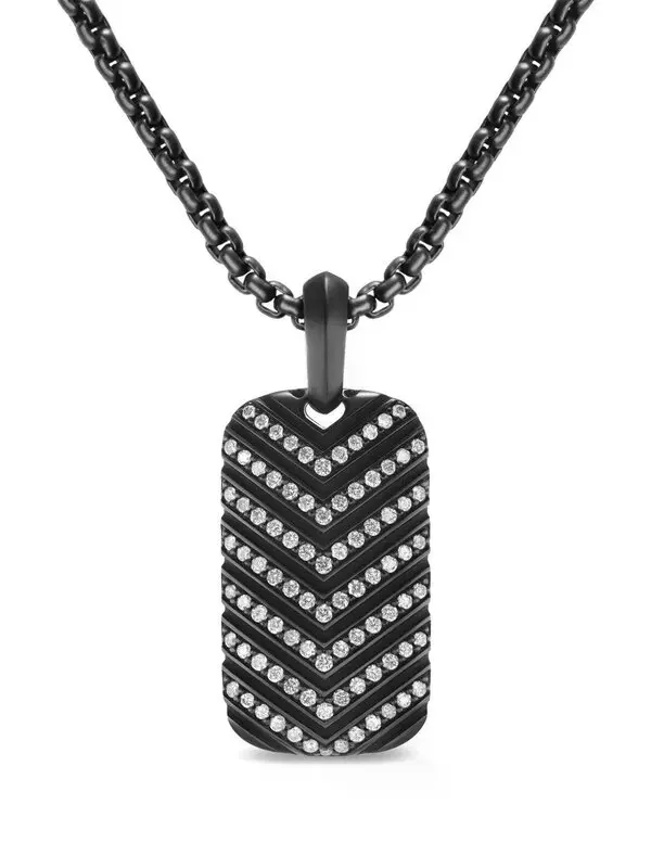 David Yurman Chevron Tag Necklace - Black