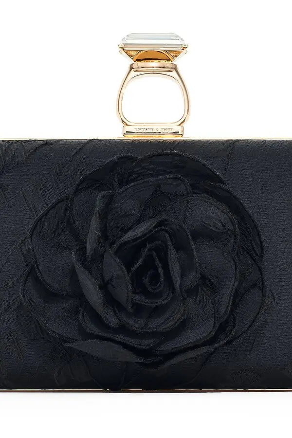 Sachin & Babi On The Rocks With Rose Convertible Clutch - Black