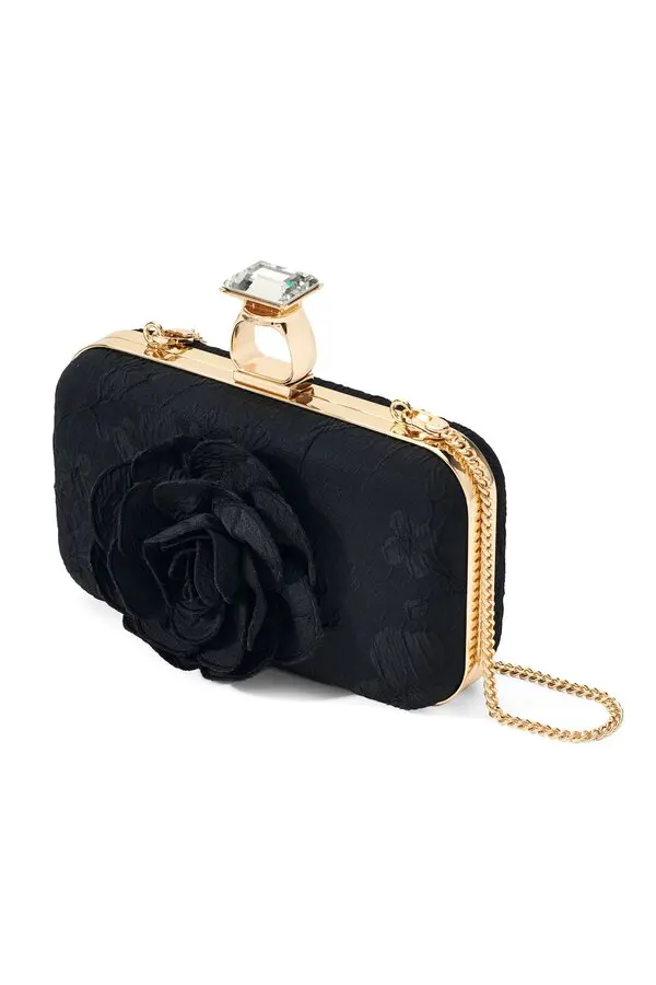 Sachin & Babi On The Rocks With Rose Convertible Clutch - Black