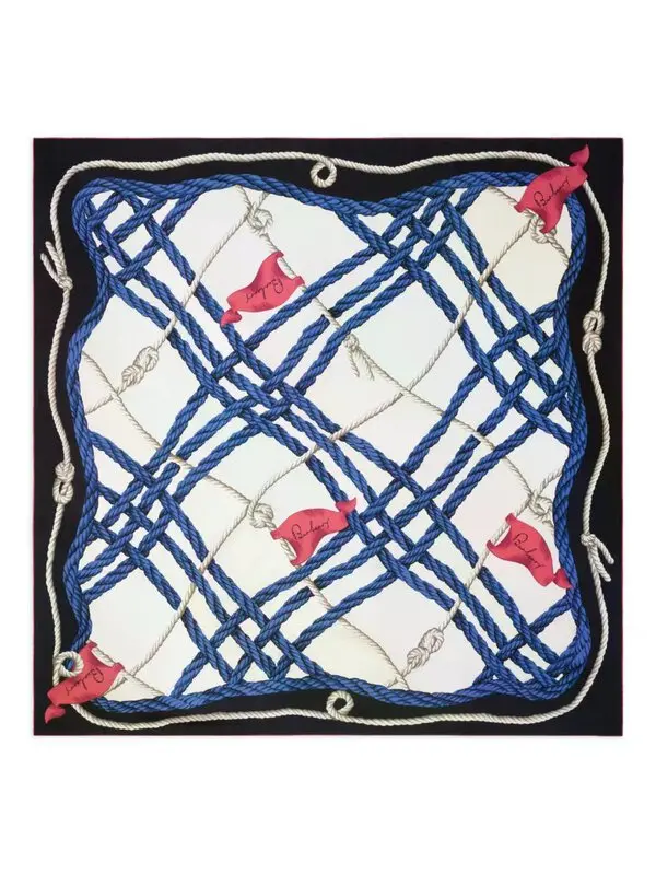 Burberry Knot-check Silk Scarf - Blue