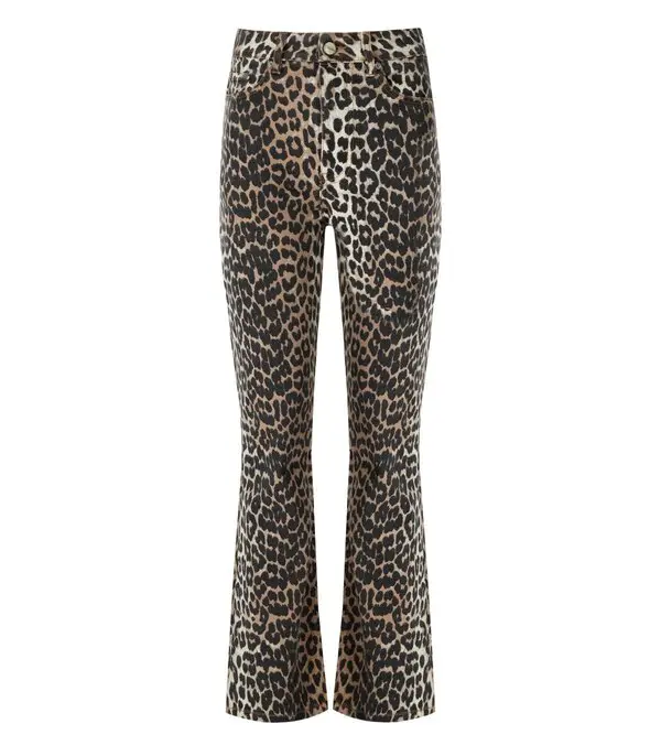 GANNI Leopard Print Flare Jeans