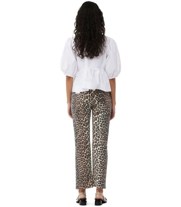 GANNI Leopard Print Flare Jeans