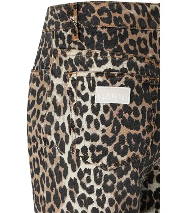 GANNI Leopard Print Flare Jeans
