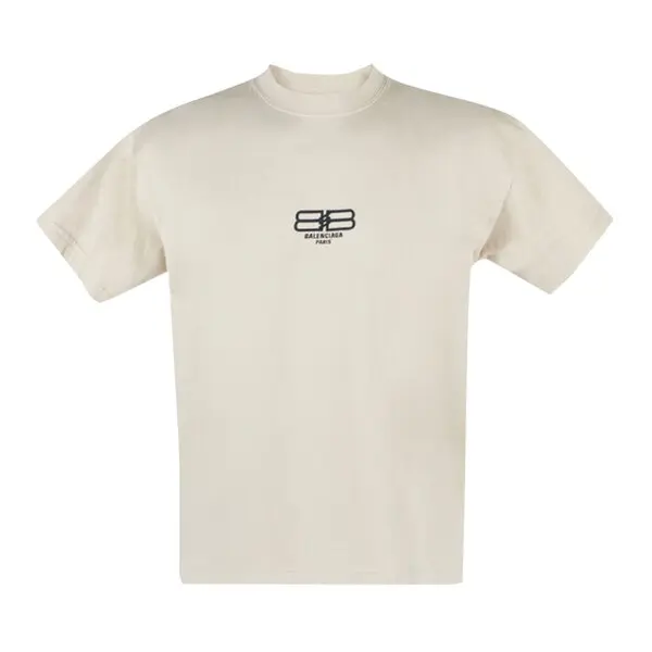 Balenciaga Bb Center Logo Tee 'beige/black