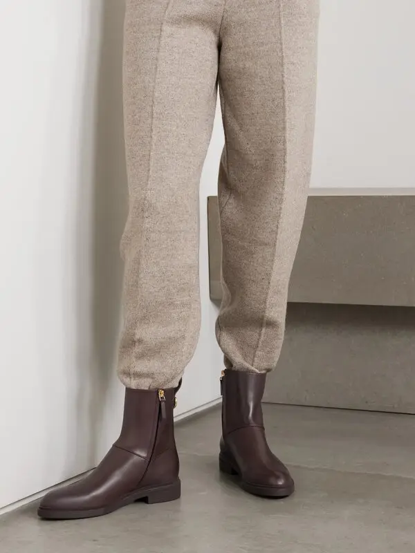 Loro Piana Kilda Paneled Leather Ankle Boots - Brown