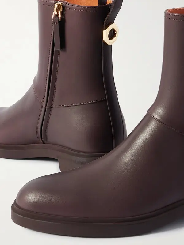 Loro Piana Kilda Paneled Leather Ankle Boots - Brown