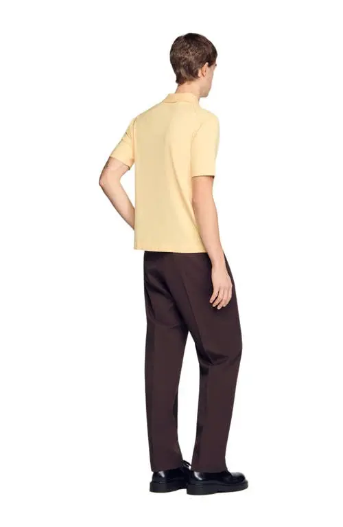 Sandro Knitted Polo With Zip Collar - Light Yellow