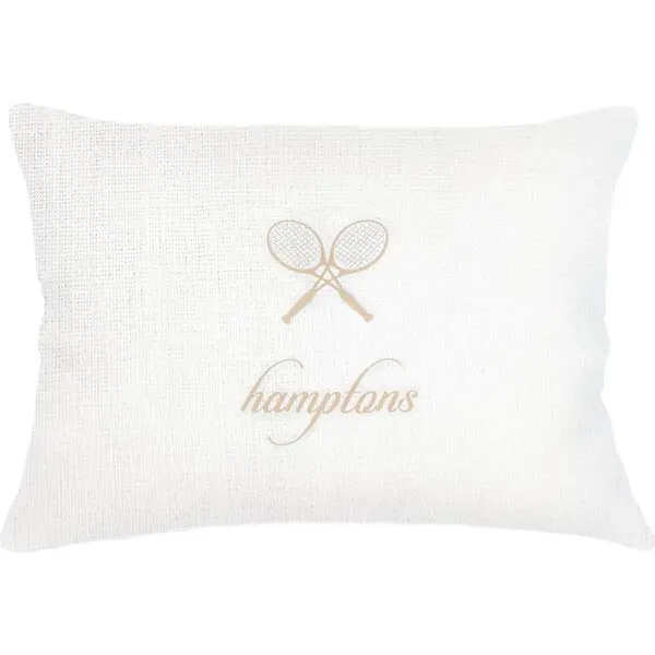 Anaya Hamptons Tennis Club Embroidered Linen Pillow With Down Insert - Beige