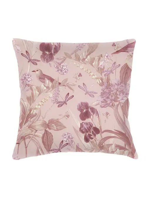 Anaya Tropical Paradise Linen Pillow With Down Insert - Pink