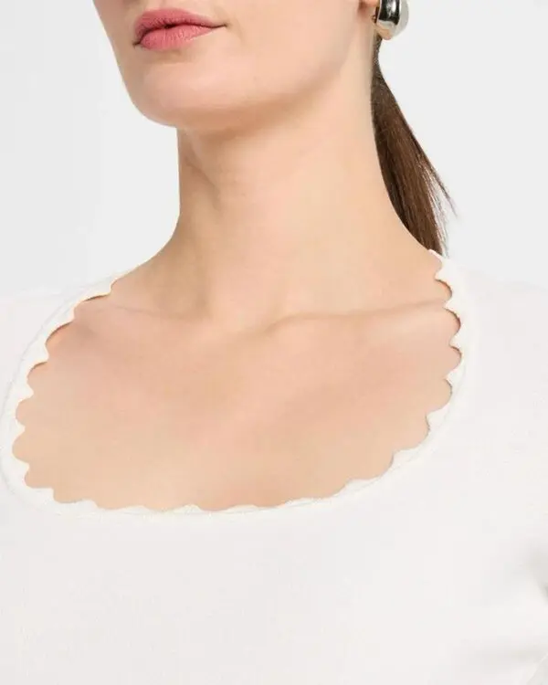 Emporio Armani Scalloped Scoop-neck Blouse - Warm White