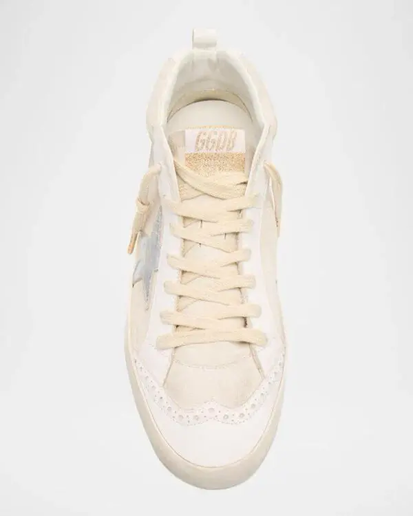 GOLDEN GOOSE Slide Mixed Leather Mid-top Sneakers - Beige/white/silver/p