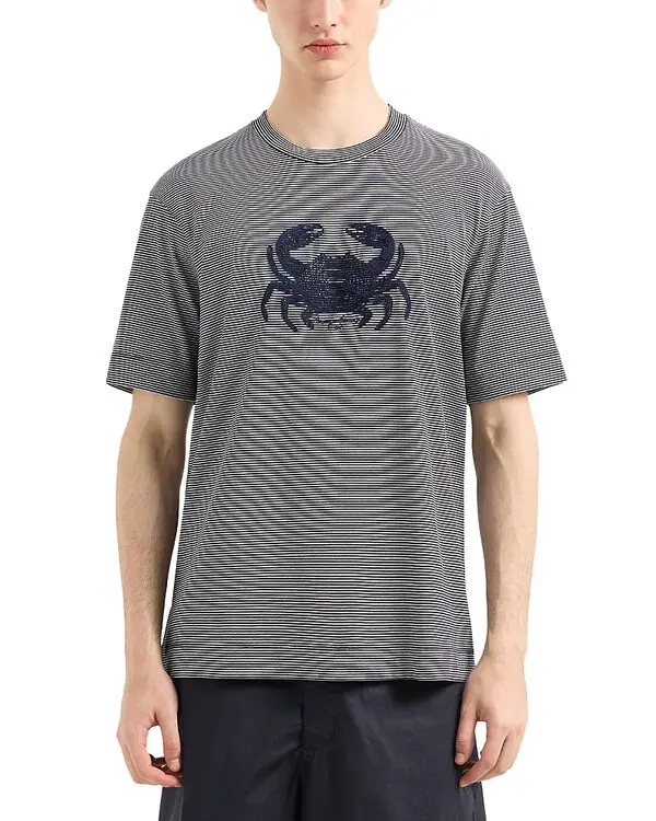 Emporio Armani Embroidered Crab Tee - Navy/white