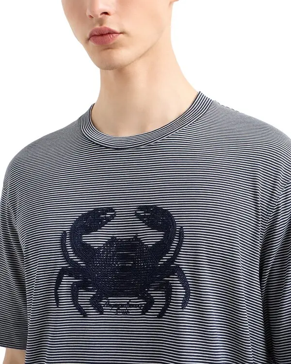 Emporio Armani Embroidered Crab Tee - Navy/white