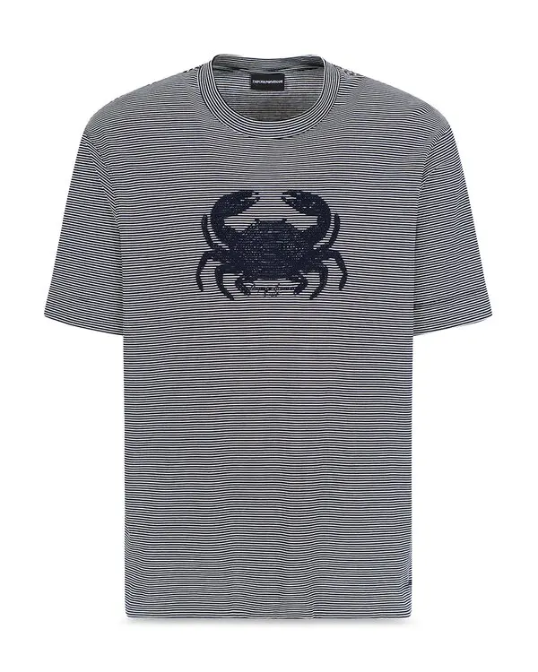 Emporio Armani Embroidered Crab Tee - Navy/white