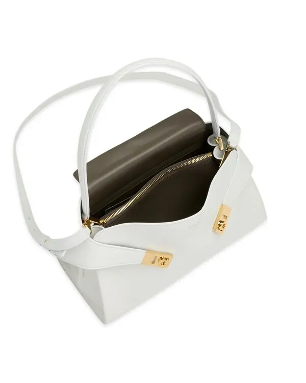 FERRAGAMO Hug Leather Handbag - Optic White