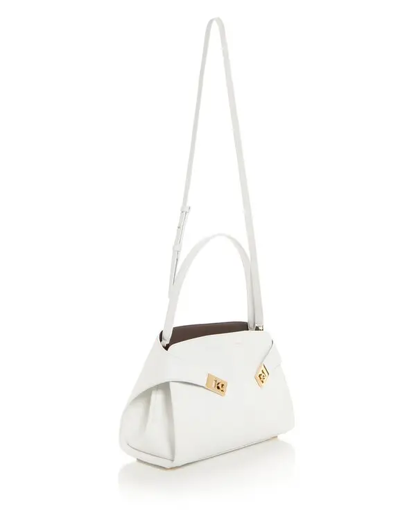 FERRAGAMO Hug Leather Handbag - Optic White