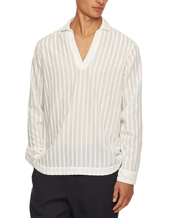 Orlebar Brown Ridley Tonal Chenille Stripe Shirt - White