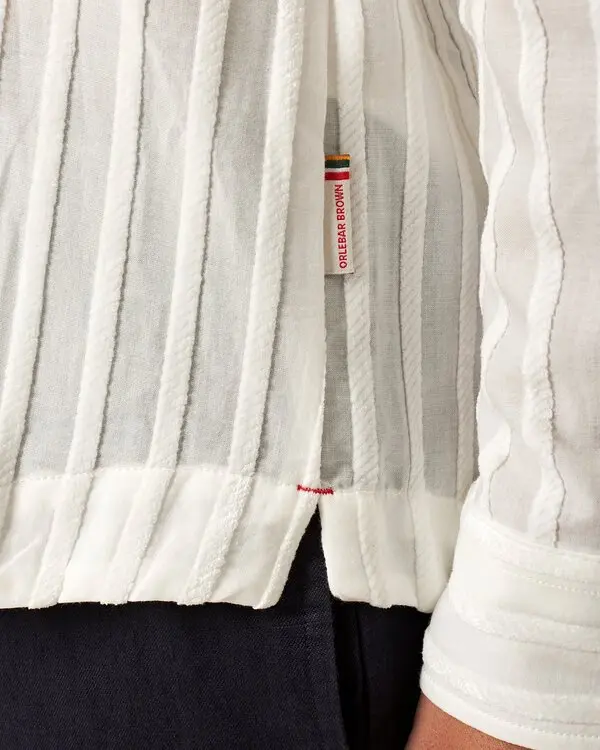 Orlebar Brown Ridley Tonal Chenille Stripe Shirt - White