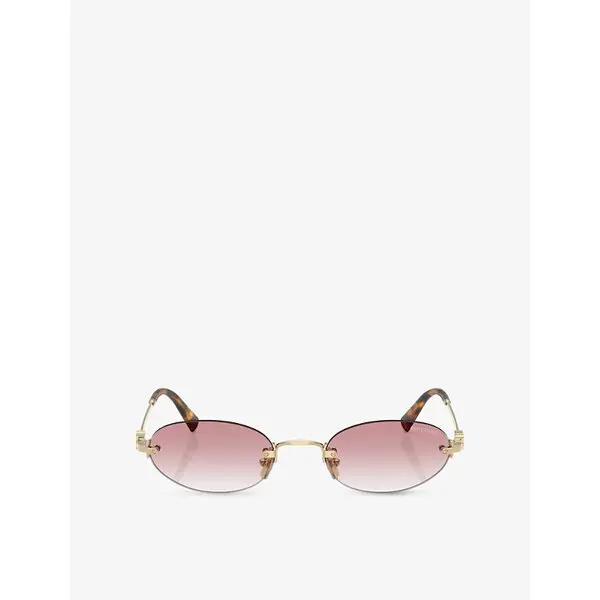 Miu Miu Mu A54s Oval-frame Sunglasses - Gold