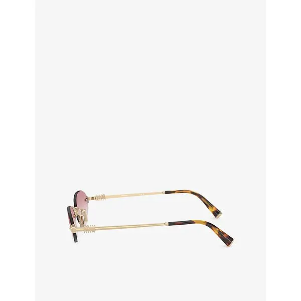 Miu Miu Mu A54s Oval-frame Sunglasses - Gold