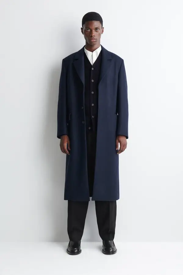 Cos Merino Wool V-neck Cardigan With Ribbed Trims And Pockets