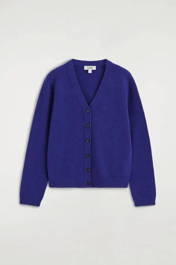 Cos Merino Wool V-neck Cardigan - Blue