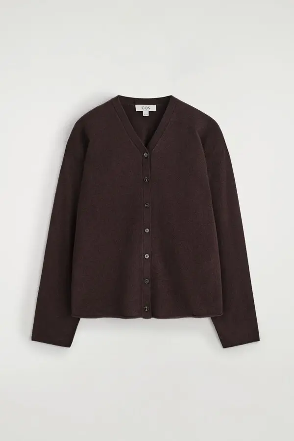 Cos Merino Wool V-neck Cardigan - Brown