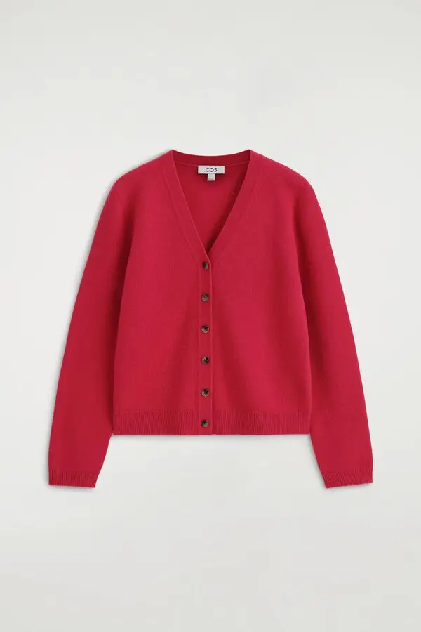 Cos Merino Wool V-neck Cardigan - Red