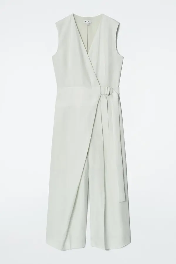 Cos Wrap-front Linen Jumpsuit - Green