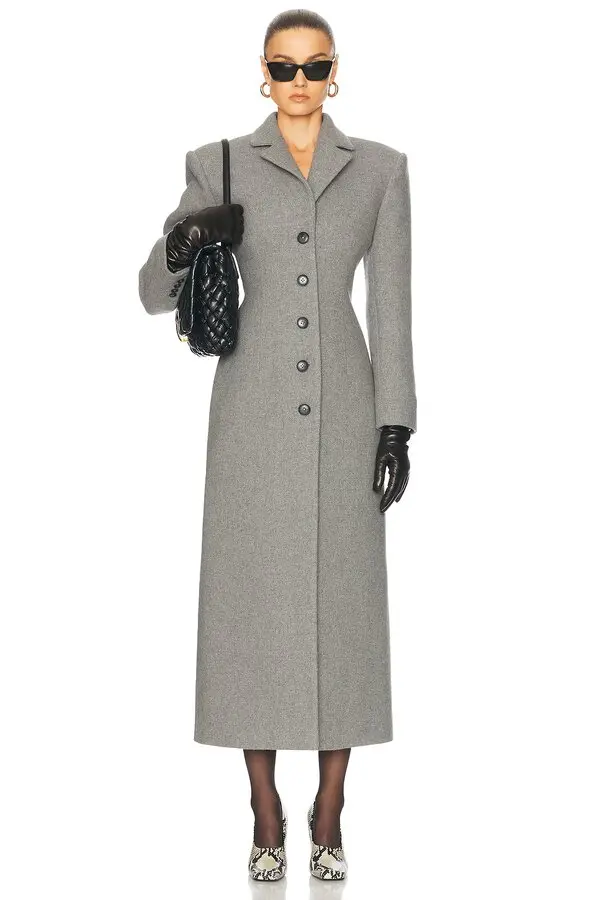 EAVES Yaron Manteco Wool Coat - Light Grey