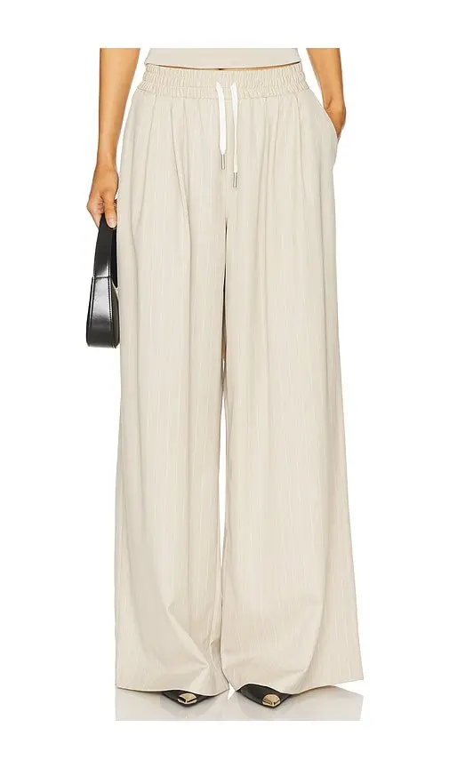 ST. AGNI Pinstripe Wool Drawstring Pants