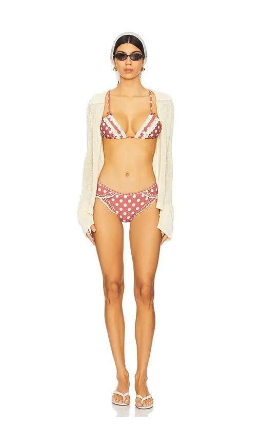 For Love & Lemons Denim Dot Bikini Bottom
