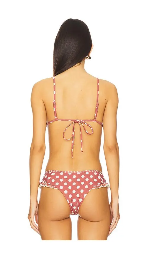 For Love & Lemons Denim Dot Triangle Bikini Top