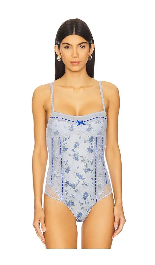 Free People Sara Corset Bodysuit - Blue Combo