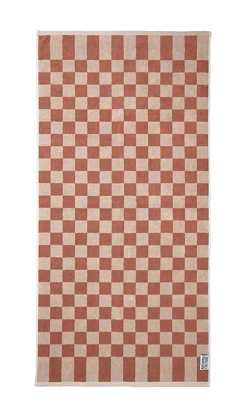 BATHING CULTURE Bathhouse Check Organic Body Towel In Brown - Clay